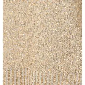 Brunello Cucinelli Sequined Crew Neck Long Sleeve Sweater - Gold