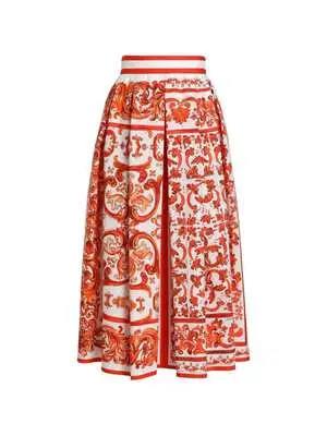 Dolce & Gabbana Majolica Print Pleated Midi Skirt - Multicolor
