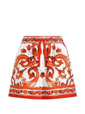 Dolce & Gabbana Majolica Print Poplin Shorts - Multicolor