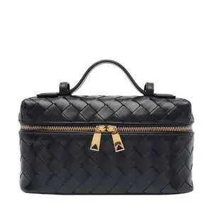 Bottega Veneta Bottega Veneta Black Woven Leather Vanity Case Black