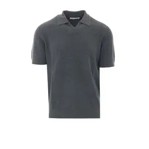 Brunello Cucinelli English Rib Stitch Polo - Gray