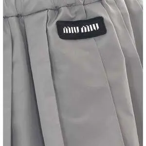 Miu Miu Technical Fabric Pleated Mini Skirt - Gray