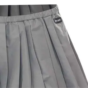Miu Miu Technical Fabric Pleated Mini Skirt - Gray