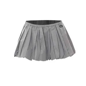 Miu Miu Technical Fabric Pleated Mini Skirt - Gray