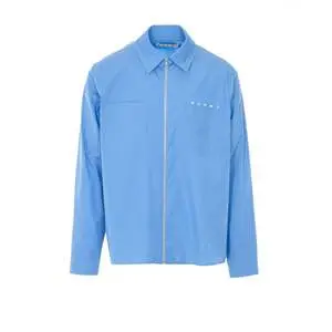 Marni Poplin Zip Shirt With Hidden Logo - Blue