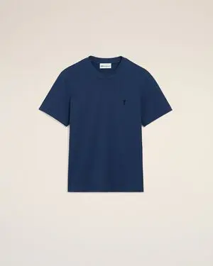 Ami Blue Cotton De Coeur T-shirt Blue - Ink