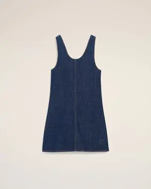 AMI Paris Blue Cotton Short Strapped Dress - Indigo