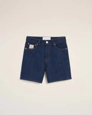 AMI Paris AMI Paris Blue Cotton Heritage Label Shorts Indigo