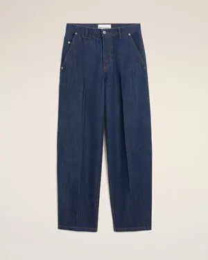 Ami Blue Cotton Balloon Fit Jeans Blue - Indigo