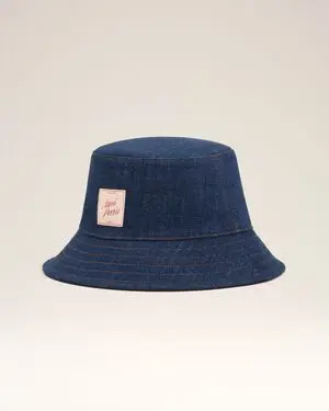 Ami Blue Denim Cotton Heritage Patch Hat Blue - Indigo