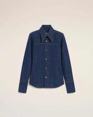 AMI Paris Sharp Collar Denim Shirt - Indigo