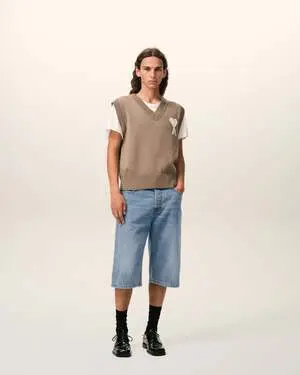 AMI Paris Cotton Large Fit Bermuda Shorts - Blue