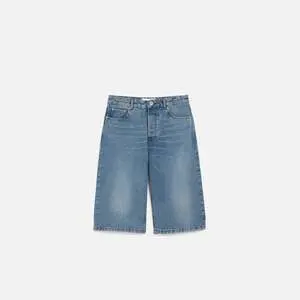 AMI Paris Cotton Large Fit Bermuda Shorts - Blue
