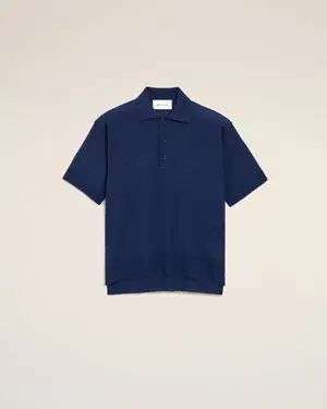 AMI Paris Short Sleeve Wool Polo - Ink