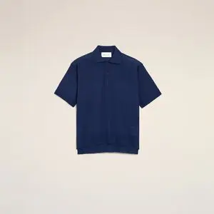 AMI Paris Short Sleeve Wool Polo - Ink