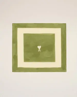 AMI Paris Green Cotton De Coeur Printed Scarf Green - Matcha