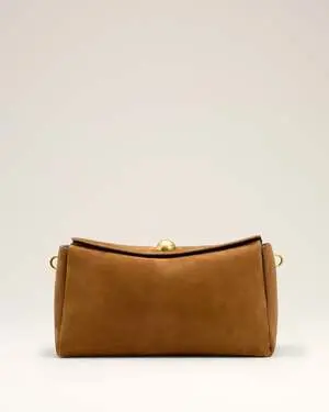AMI Paris Carrousel Medium Suede Leather Bag - Hazelnut