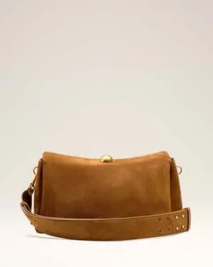AMI Paris Carrousel Medium Suede Leather Bag - Hazelnut