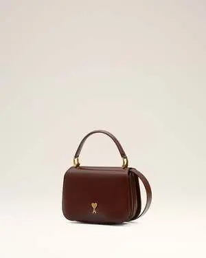 Ami Glazed Leather Handle Bag - Cherry