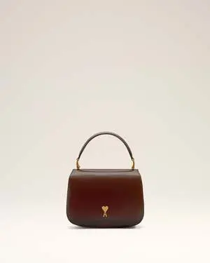 AMI Paris Glazed Leather Handle Bag - Cherry