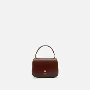 AMI Paris Glazed Leather Handle Bag - Cherry