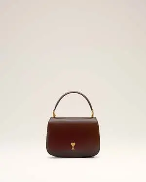 AMI Paris Glazed Leather Handle Bag - Cherry