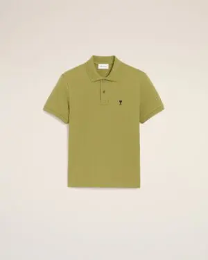 AMI Paris Green Cotton Short Sleeves De Coeur Polo Shirt Green - Matcha