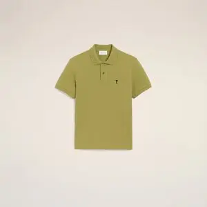 AMI Paris Green Cotton Short Sleeves De Coeur Polo Shirt Green - Matcha