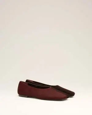 Ami Burgundy Leather Bicolor Flat Shoes