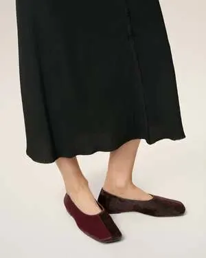 AMI Paris Burgundy Leather Bicolor Flat Shoes