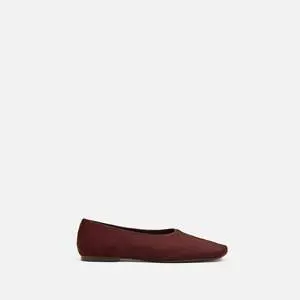 AMI Paris Burgundy Leather Bicolor Flat Shoes