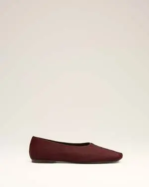 AMI Paris Burgundy Leather Bicolor Flat Shoes - Cherry