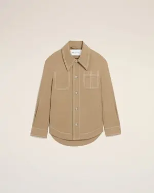 Ami Cotton Canvas Worker Jacket - Taupe Beige