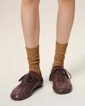 AMI Paris Burgundy Smooth Leather Low Top Sneakers