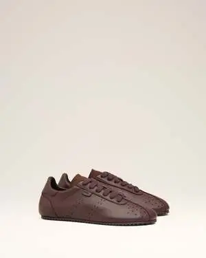AMI Paris Burgundy Smooth Leather Low Top Sneakers