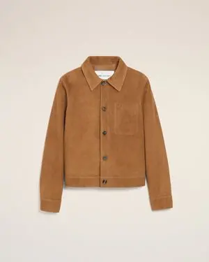 AMI Paris Brown Goat Suede Leather Jacket