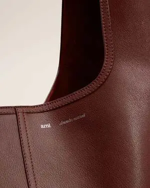 AMI Paris Burgundy Soft Leather Etienne Hobo Bag