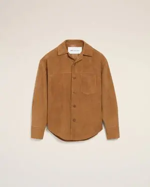 AMI Paris Goat Suede Overshirt - Caramel