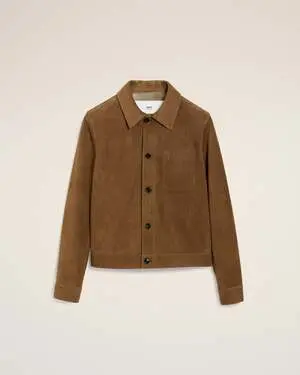 AMI Paris De Coeur Leather Jacket - Hazelnut