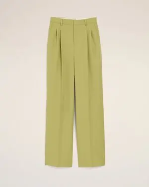 AMI Paris Wool Canvas Wide Leg Trousers - Matcha