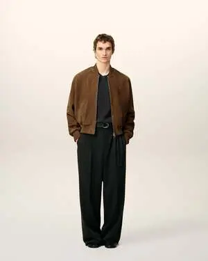 Ami Brown Leather Zipped Jacket - Hazelnut