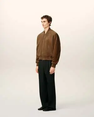 Ami Brown Leather Zipped Jacket - Hazelnut