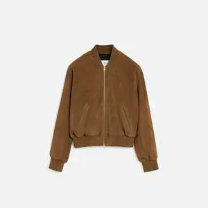 Ami Brown Leather Zipped Jacket - Hazelnut