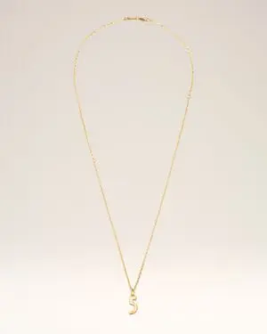 AMI Paris Brass Hammered '5' Pendant Necklace