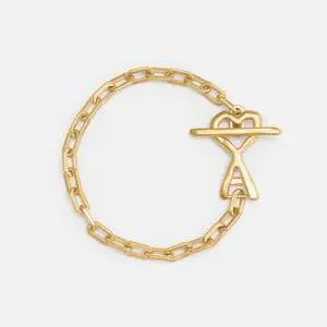 AMI Paris De Coeur Hammered Pendant Bracelet In Plated Brass