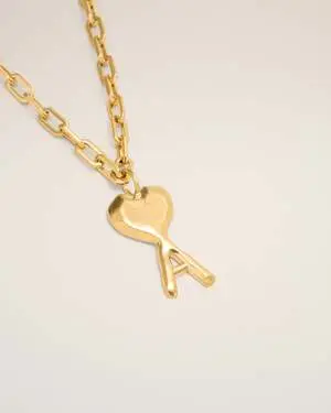 AMI Paris Brass Hammered De Coeur Pendant Necklace