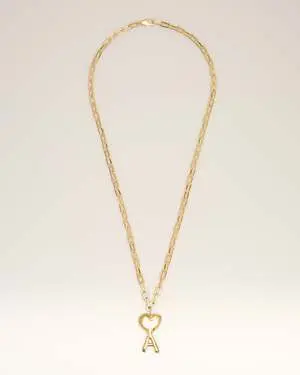 AMI Paris Brass Hammered De Coeur Pendant Necklace