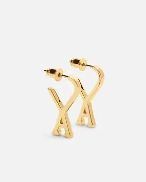 AMI Paris Brass Small Hoops With De Coeur - Gold