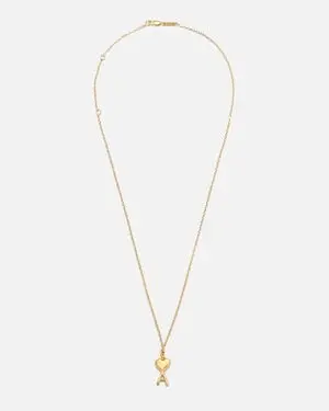 AMI Paris Brass Hammered De Coeur Pendant Necklace - Gold