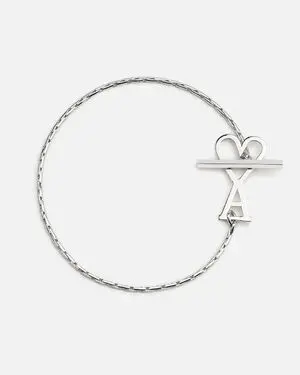 AMI Paris Brass Chain Bracelet With De Coeur Motif - Silver